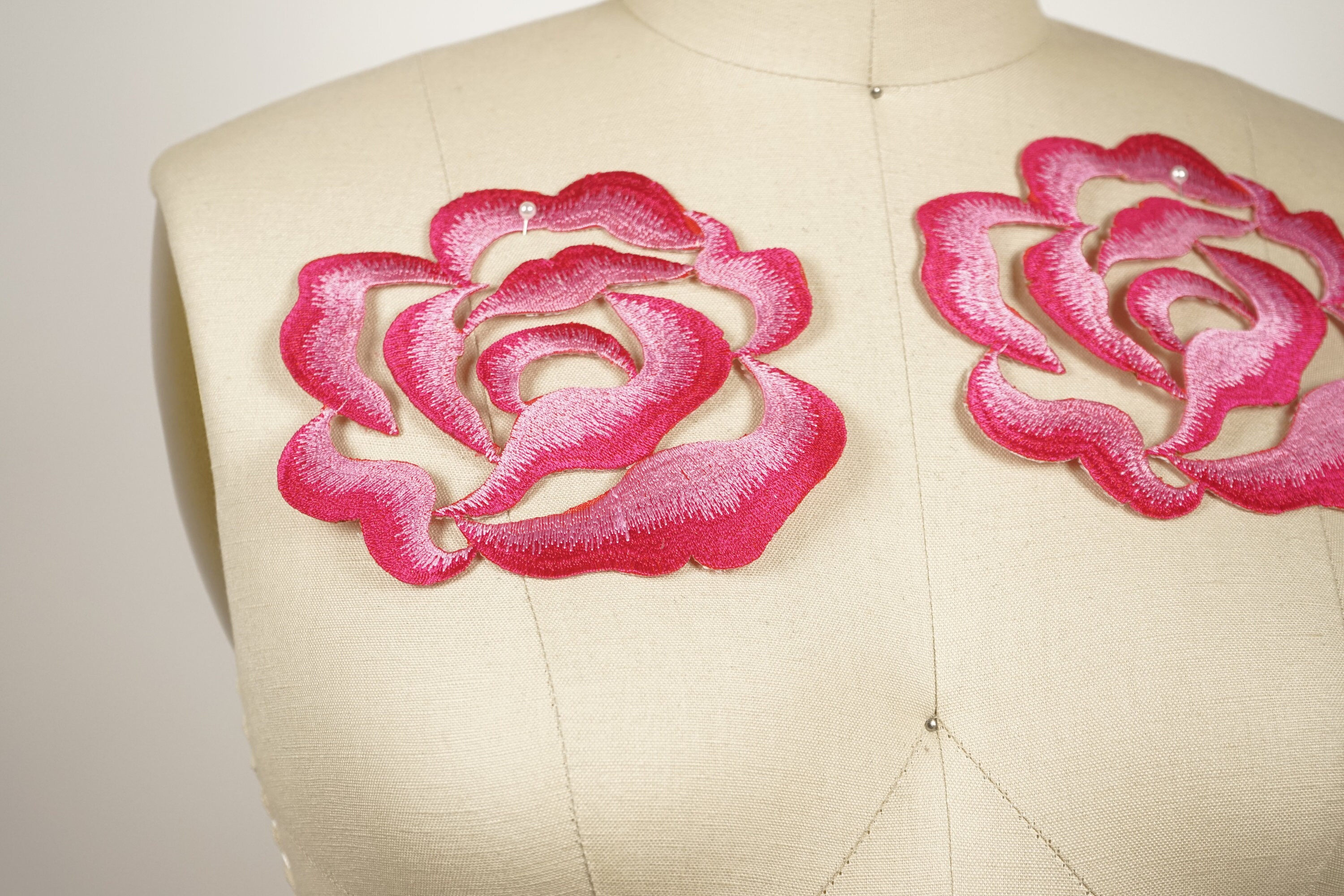 Flower Applique 2 Red Flower Patch/ Pink Flower Patch Red and | Etsy