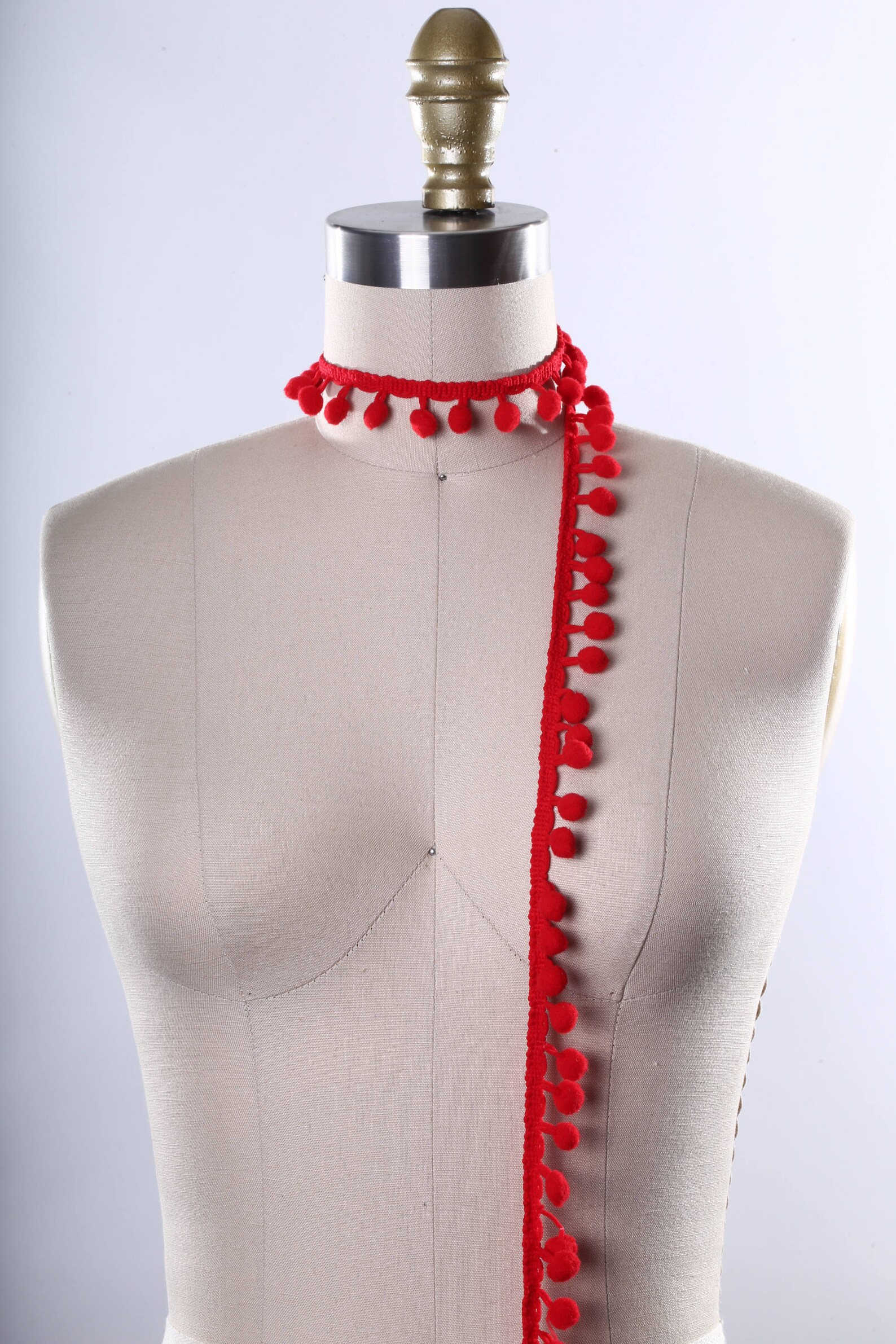 Red Pom Pom 2 Yards Apple Red Pom Pom Trim. Quirky Red Pom Pom | Etsy