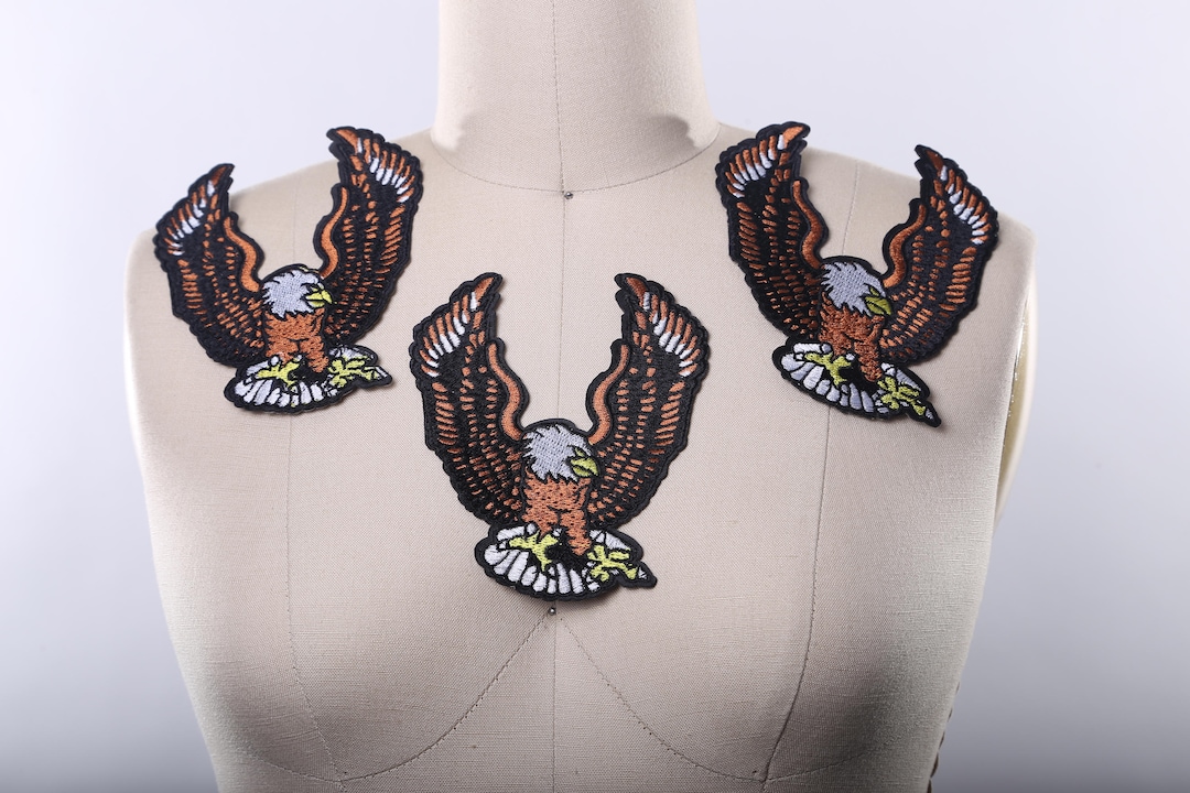 Iron-on Bald Eagle Patch: Black & Brown Embroidery - Etsy
