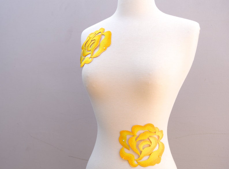 Yellow Rose Embroidery Applique: Iron-on Flower Patches (set of 2) - Etsy