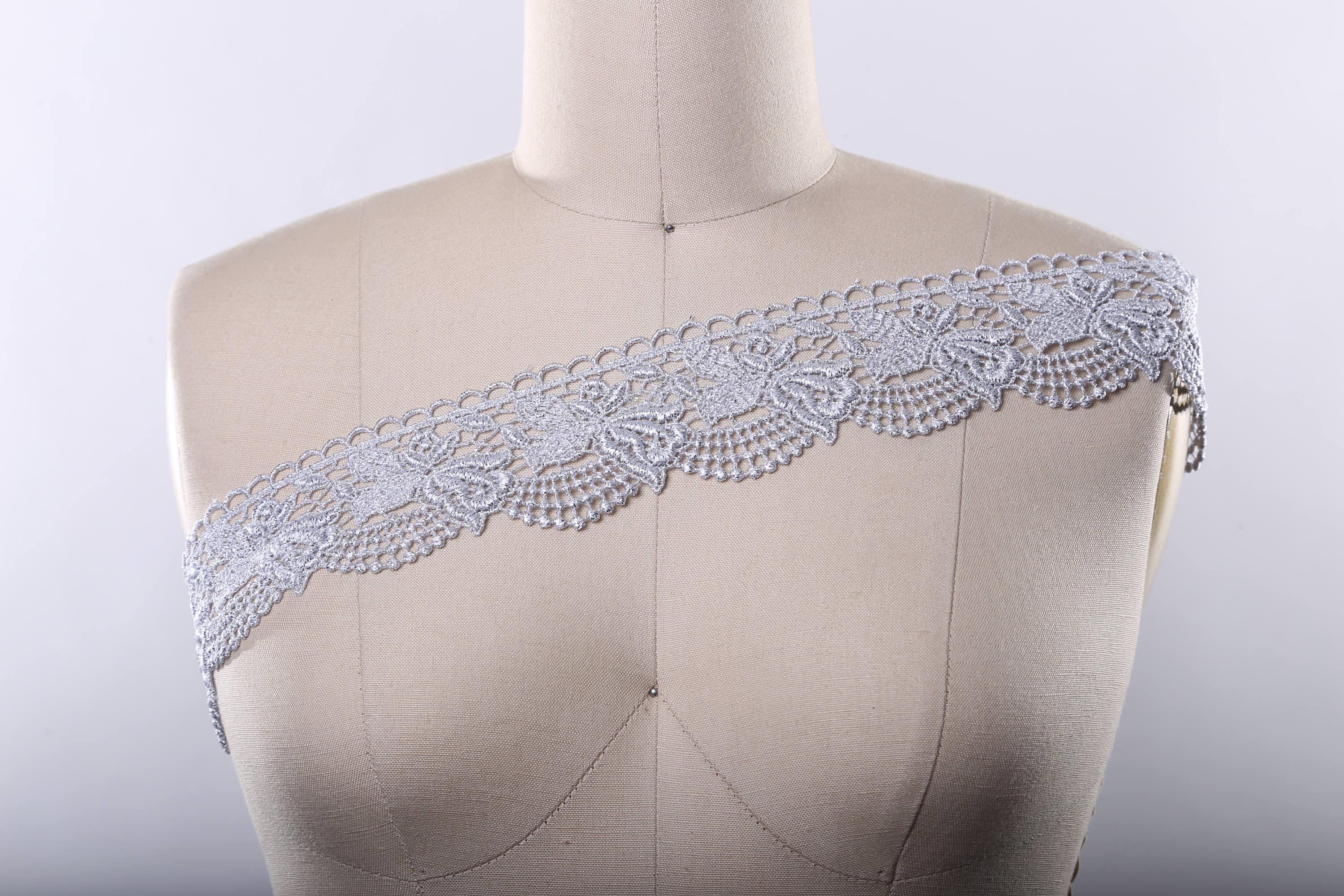 Silver Lace Trim Metallic Silver Venice Lace Glam With Rose - Etsy