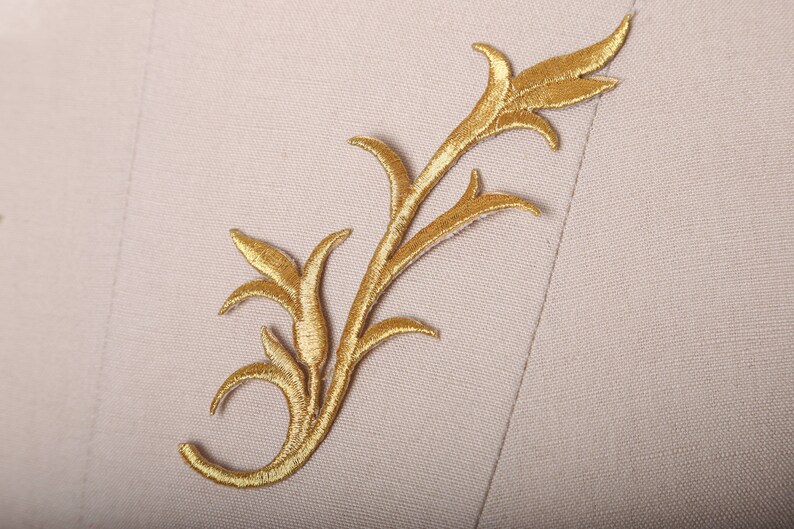Gold Leaf Patch Pair Gold Leaf Patches Gold Embroidery Leaf - Etsy