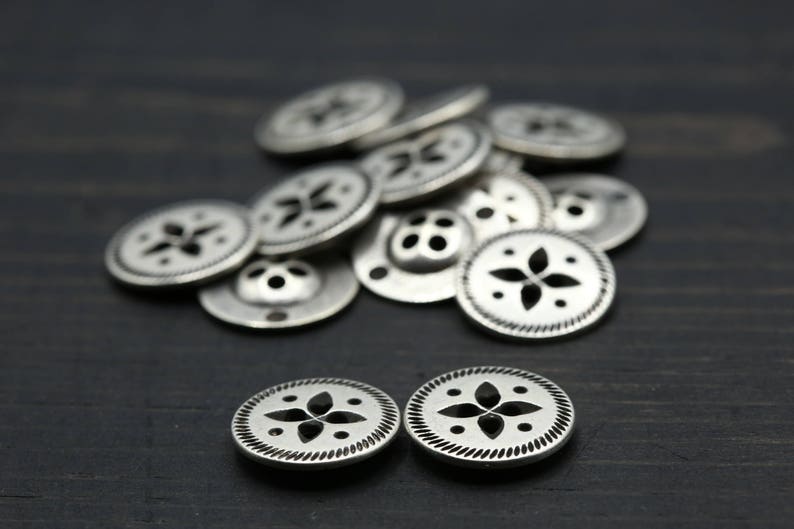 Silver Shirt Button 12 PIECES Four Hole Button Silver Metal - Etsy