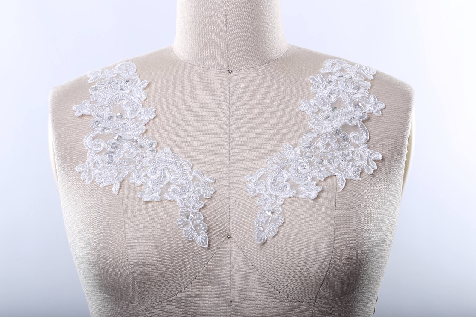 White Applique Ivory Applique Bridal Applique Pair White | Etsy