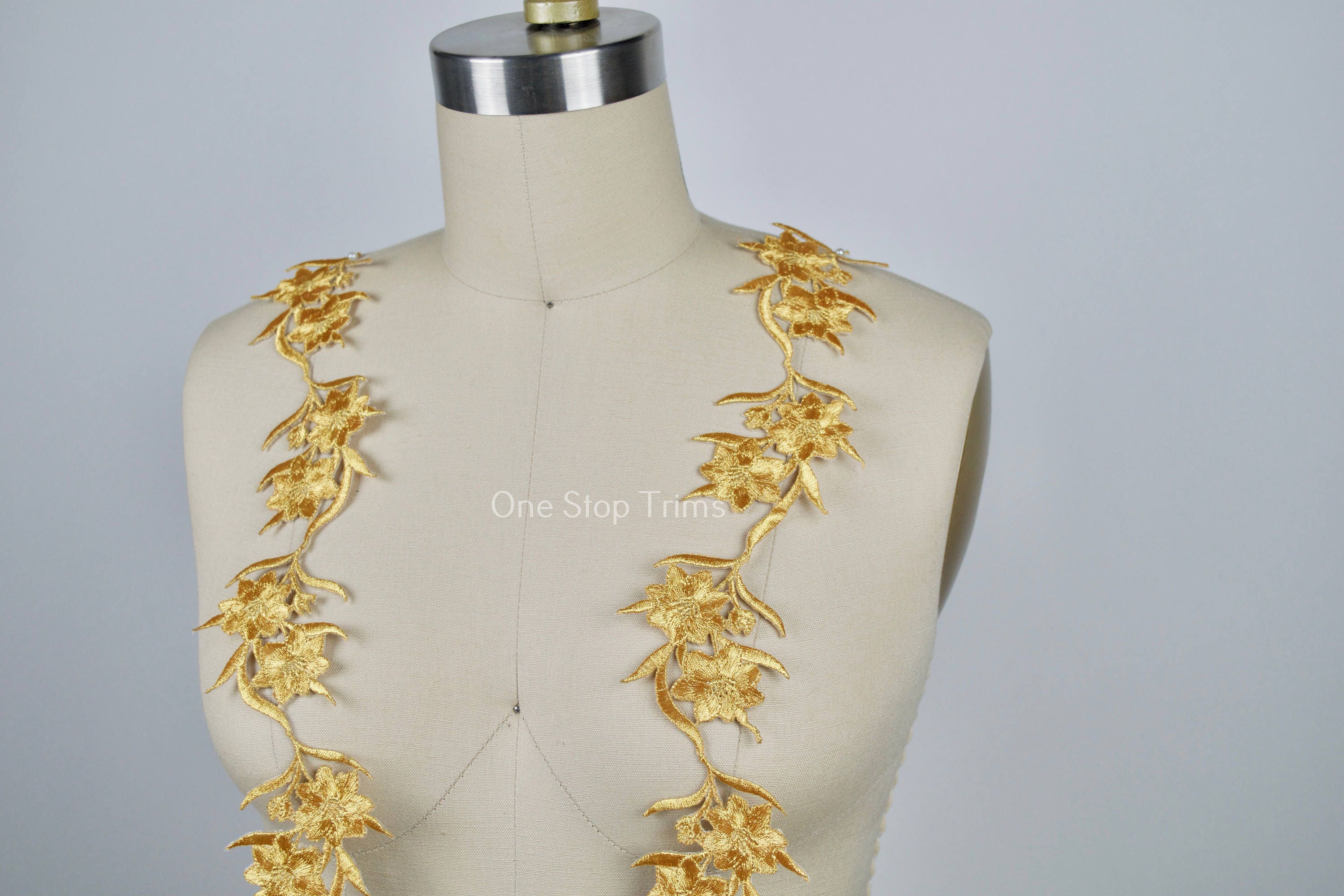 Gold Flower Patch/ Gold Flower Applique / Gold Rose Patch Long | Etsy