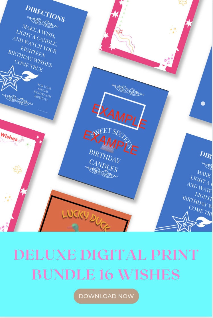 16 Deluxe DIGITAL PRINT Bundle Sweet 16 Birthday Inspired Printable ...