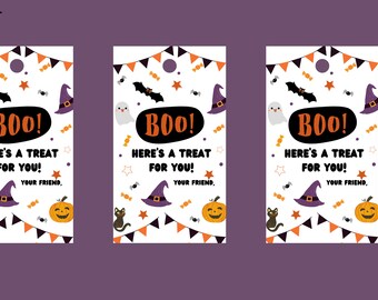 Boo! Here's a Treat for You - Halloween Printable Gift Tag - Etsy