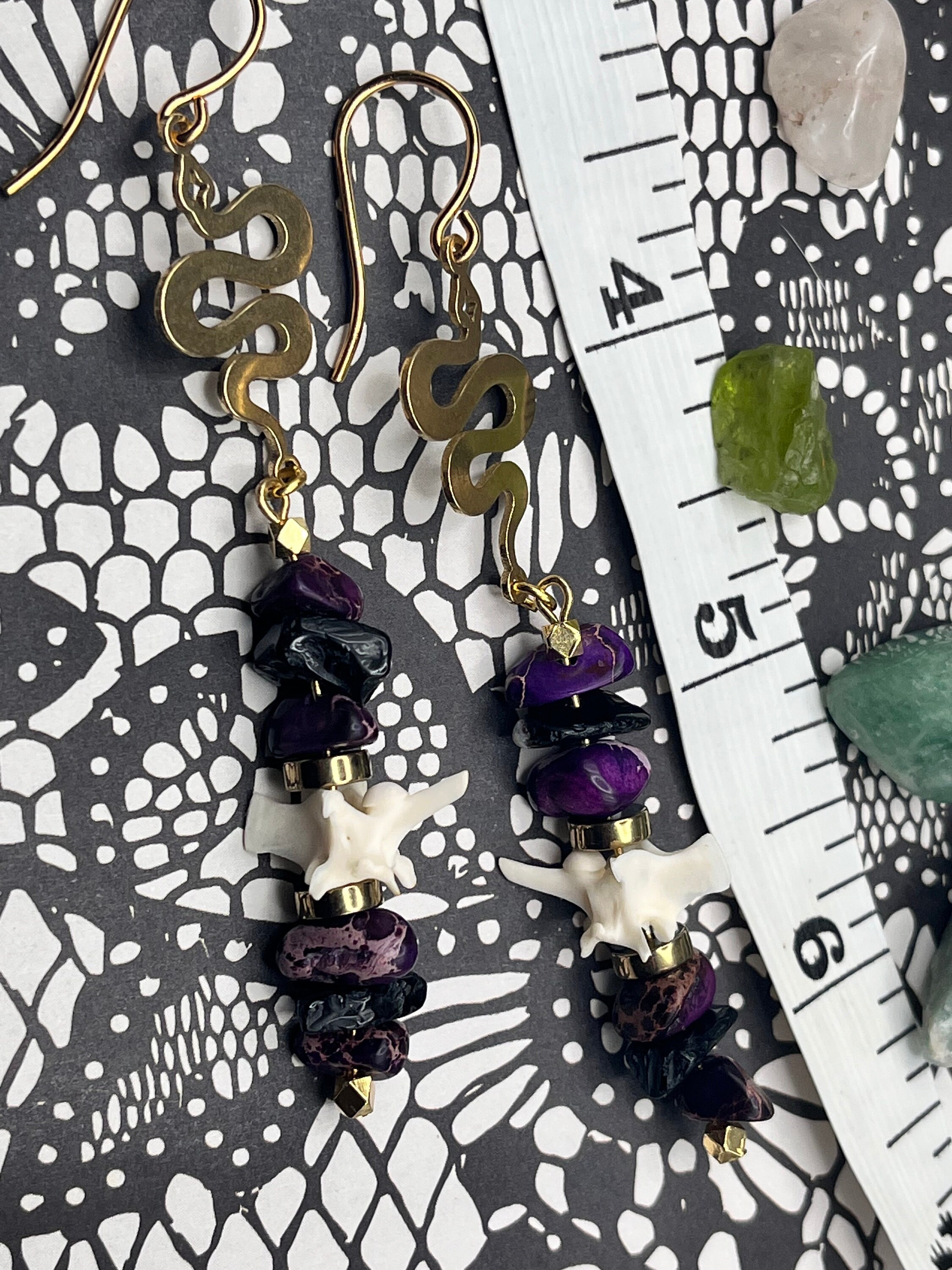 Real Bone Macabre Oddity Style: Witchy Snake Vertebrae Dangle Earrings ...