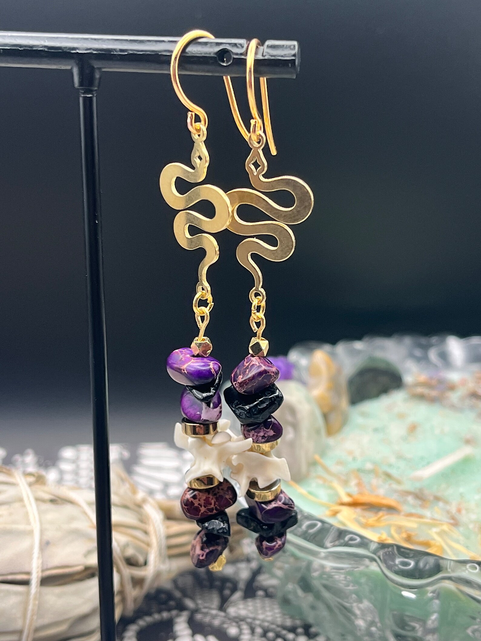 Real Bone Macabre Oddity Style: Witchy Snake Vertebrae Dangle Earrings ...