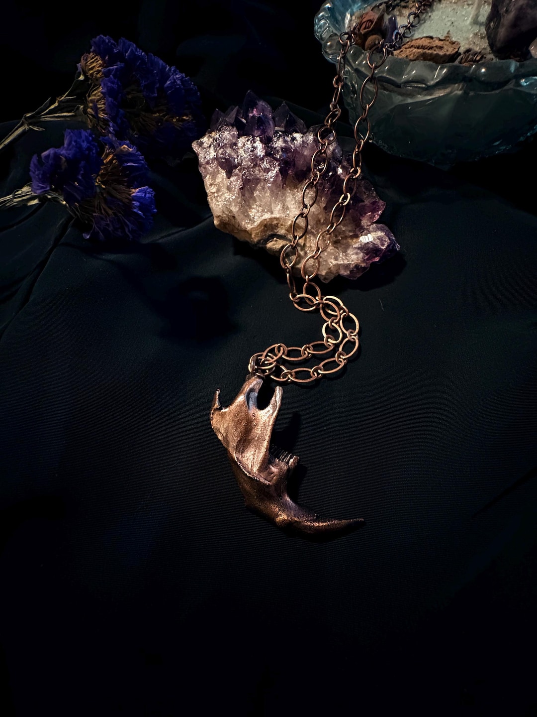 Copper Electroformed Muskrat Jaw Necklace | Macabre Bone Jewelry - Etsy