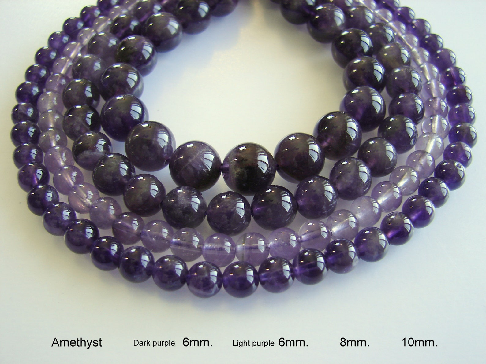 Natural Amethyst Round Bead Strands. Light Purple Dark - Etsy