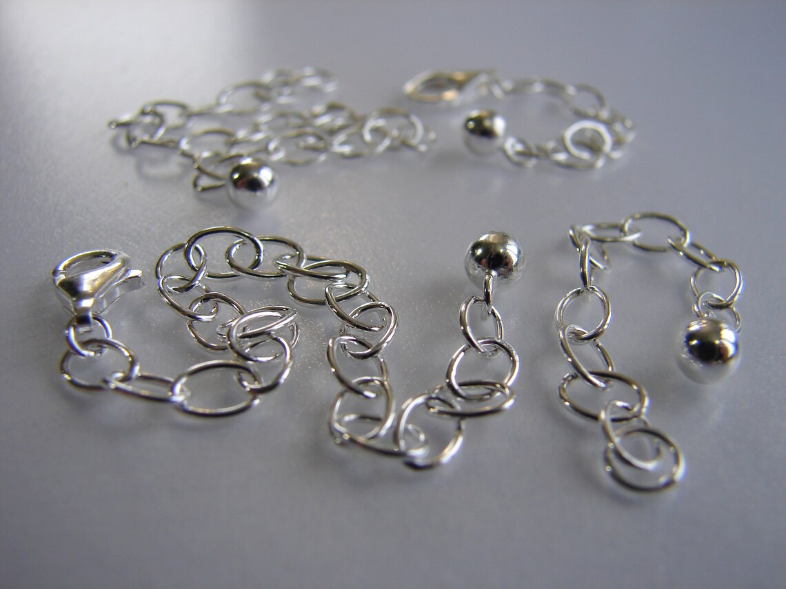 925 Sterling Silver Extenders With Ball and Clasps & Cord Ends ... - Etsy