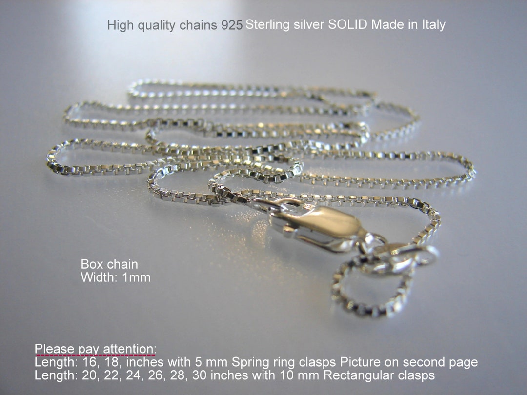 925 Sterling Silver Box Chain. Made in Italy Necklace Box Chains Length ...
