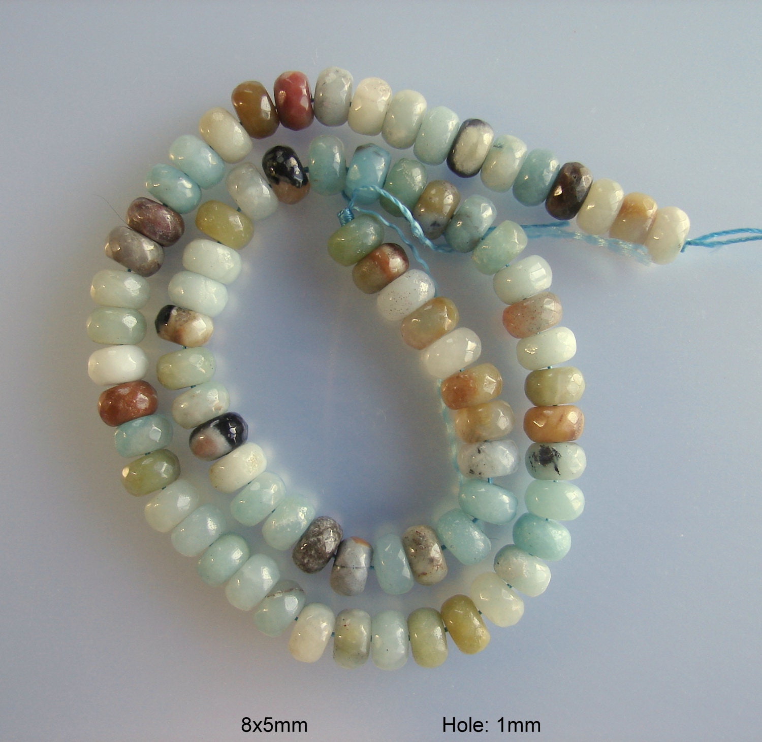 Faceted Natural Amazonite Abacus Beads Strands, Undyed, 8x5mm, Hole ...