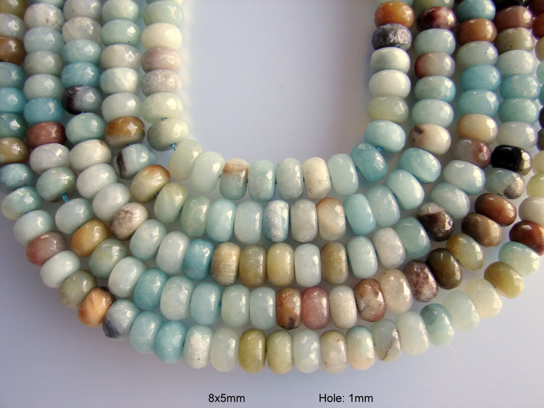 Faceted Natural Amazonite Abacus Beads Strands, Undyed, 8x5mm, Hole ...