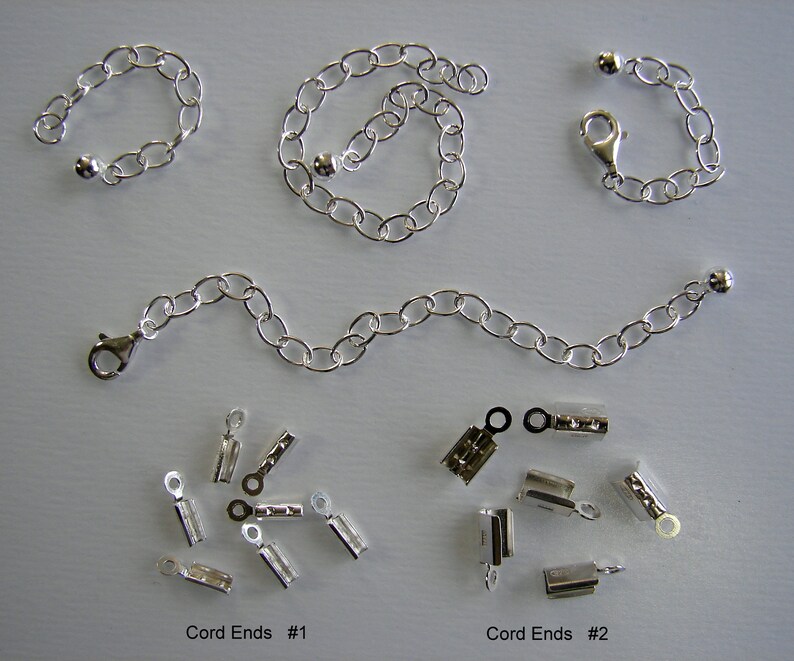 925 Sterling Silver Extenders With Ball and Clasps & Cord Ends ... - Etsy