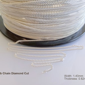 925 Sterling Silver Chain Unfinished Oval Flat Link Chain, Box Chain ...
