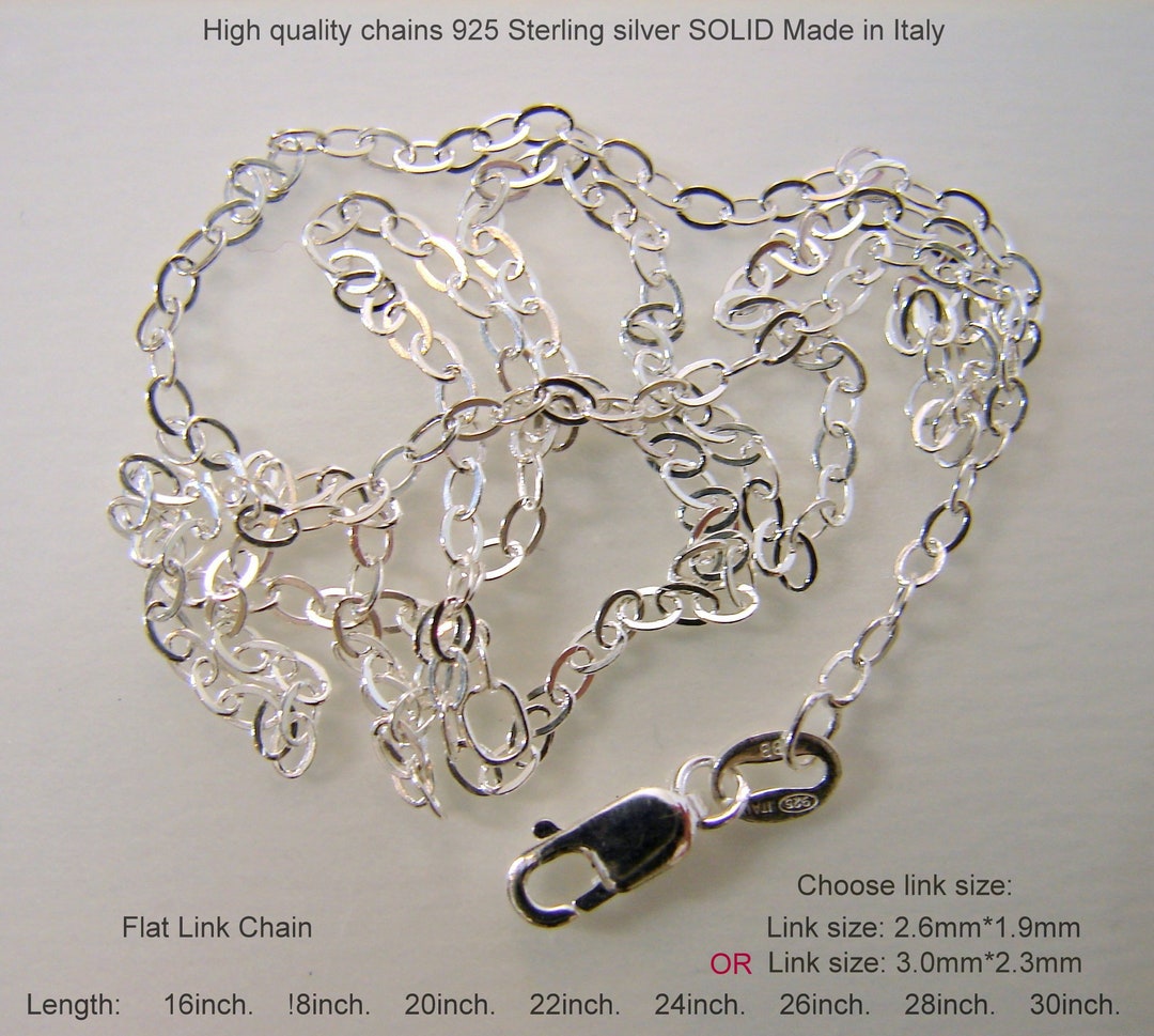 925 Sterling Silver Cable Chain Flat Link 2.6mm*x1.9mm; 3.0mmx 2.3mm ...