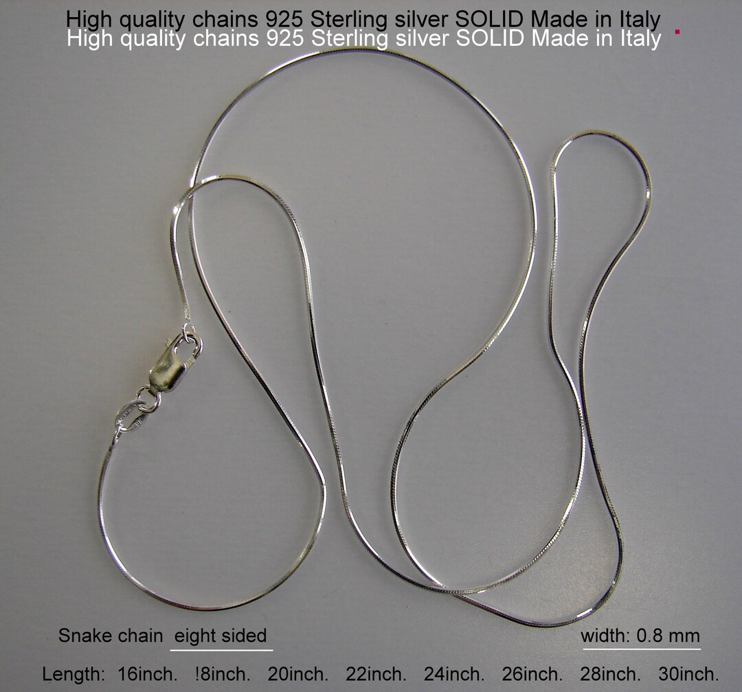 New EIGHT SIDED 925 Sterling Silver Snake Chains. Made in Italy ...