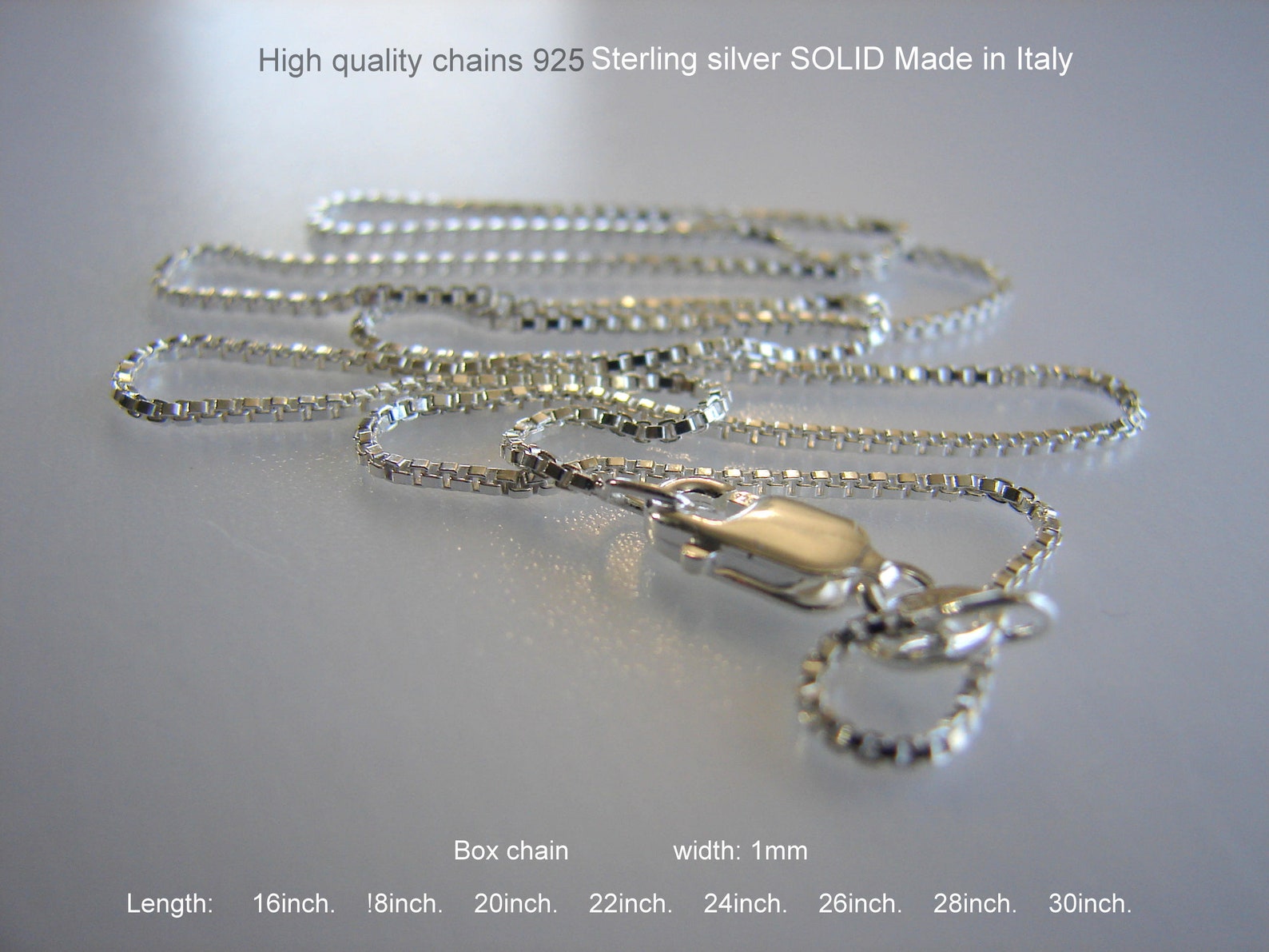 925 Sterling Silver Box Chain. Made in Italy Necklace Box - Etsy