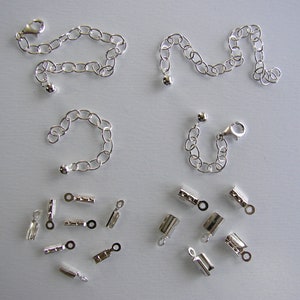 925 Sterling Silver Extenders With Ball and Clasps & Cord Ends ... - Etsy