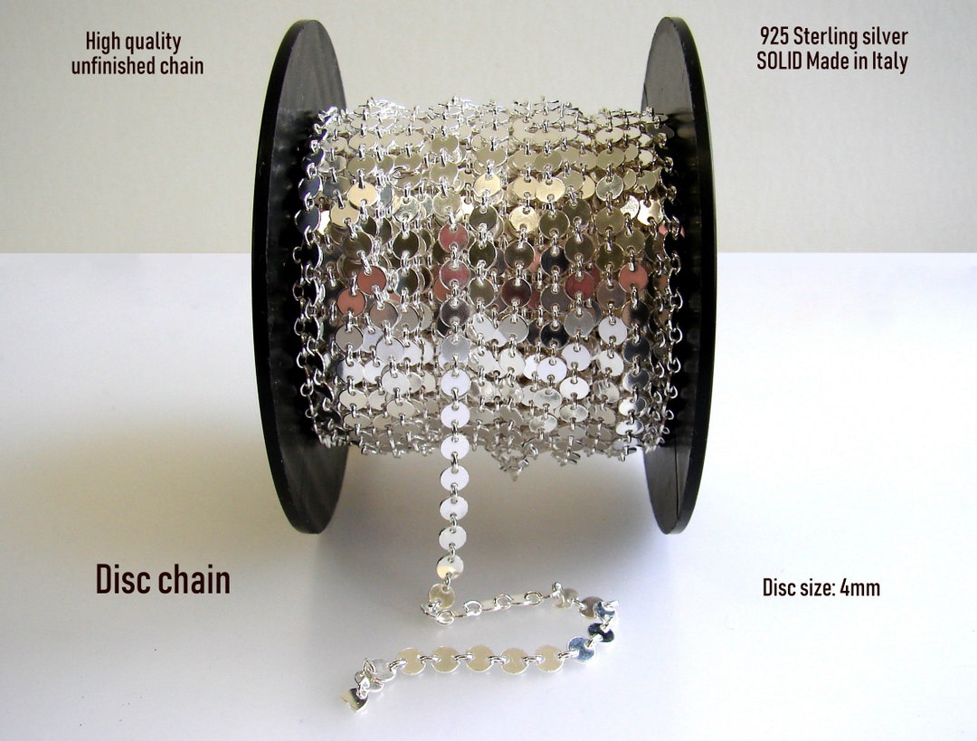 925 Sterling Silver Disc Chain Unfinished Made in Italy Disc Size: 4 Mm ...