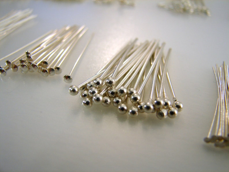 Eyepin, Headpin With Ball, Flat Head, 925 Sterling Silver (SOLID) 4pcs ...