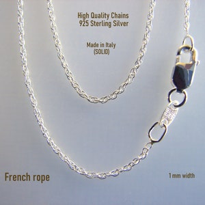 Sterling Silver Chain 925 French Rope Chain. Made in Italy, Width: 1 Mm ...