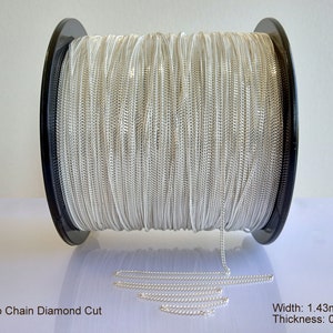 925 Sterling Silver Chain Unfinished Oval Flat Link Chain, Box Chain ...