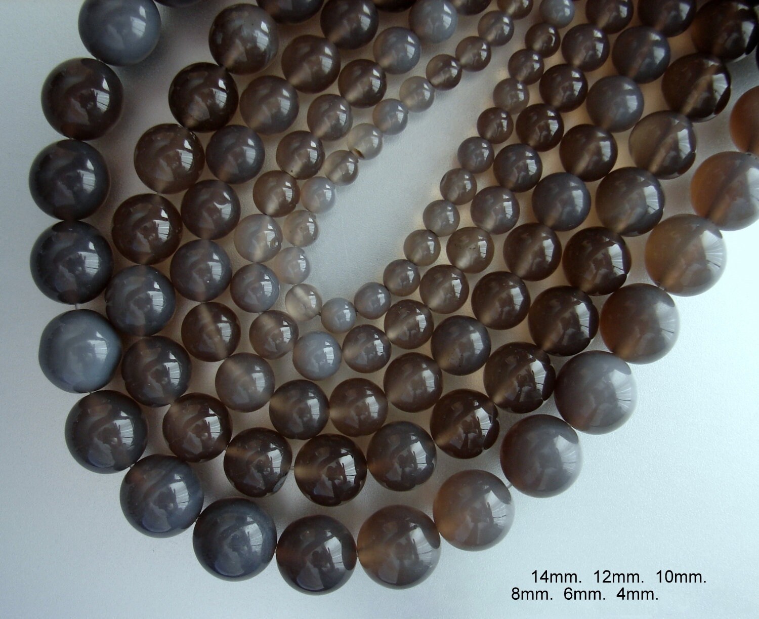 Natural Grey Agate Beads Round 14mm. 12mm. 10mm. 8mm. 6mm. | Etsy