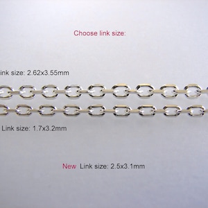925 Sterling Silver Chain Unfinished Oval Flat Link Chain, Box Chain ...