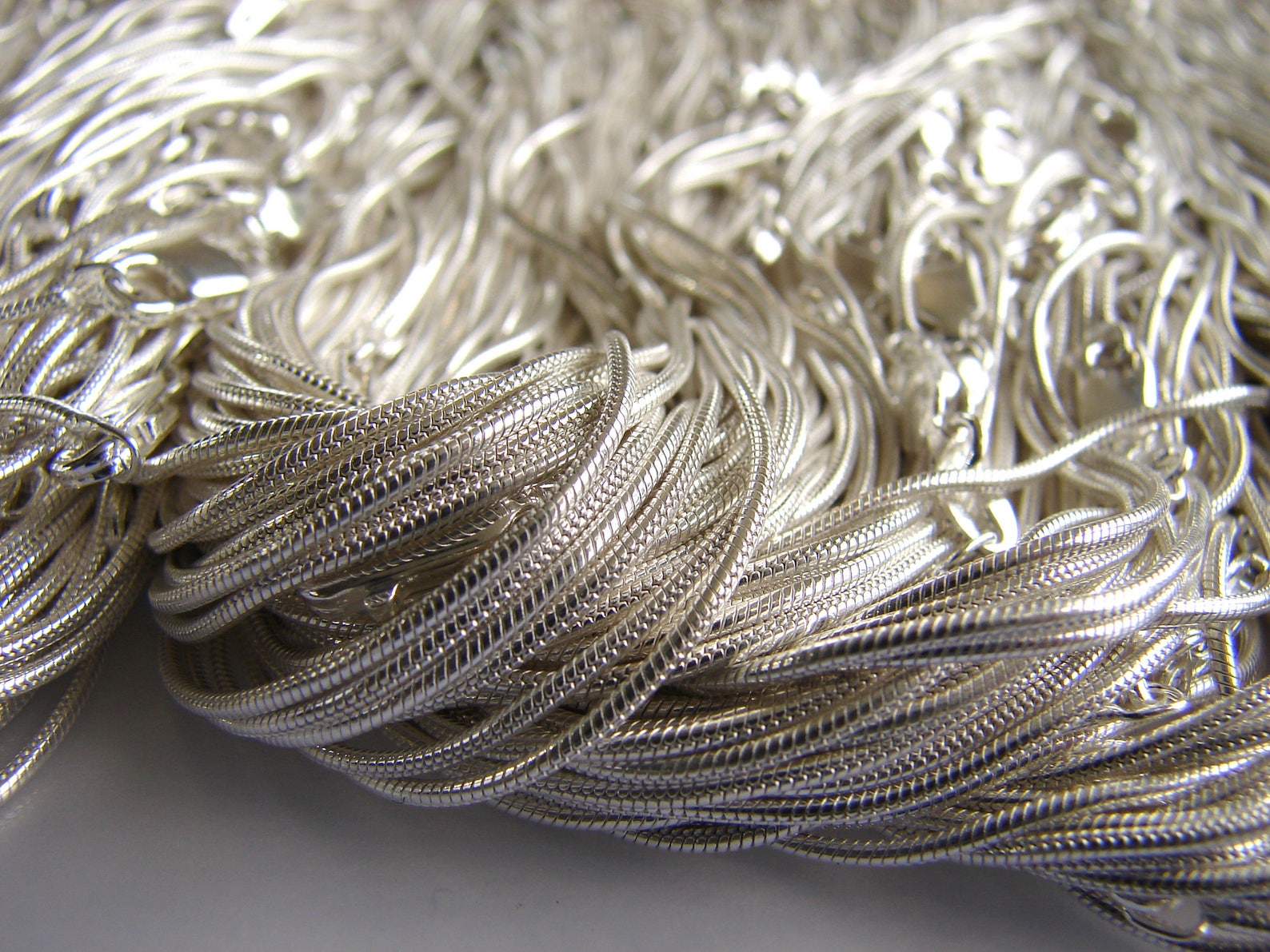 925 Sterling Silver Snake Chain 1mm. Made in Italy, Necklace Snake ...