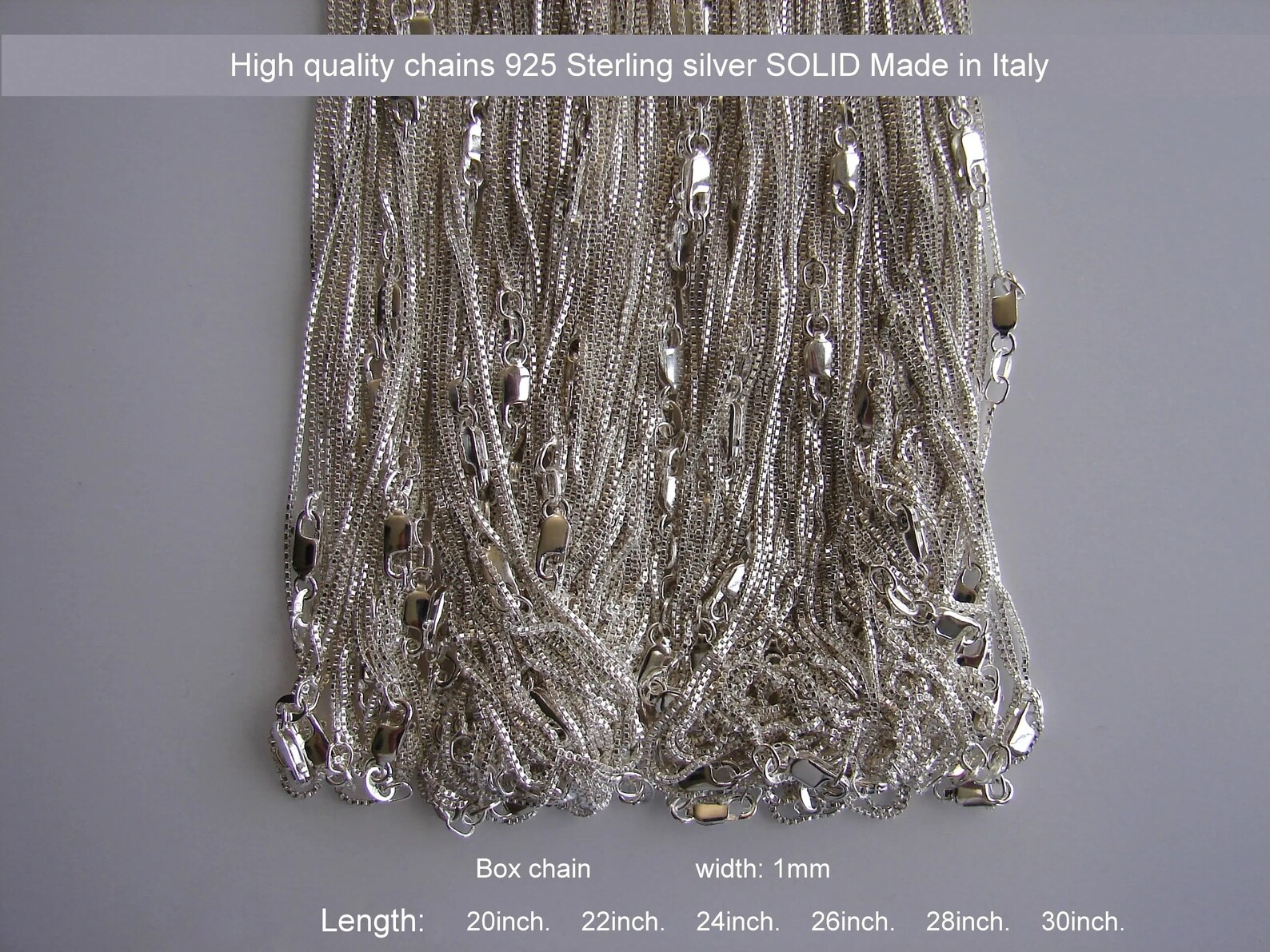 925 Sterling Silver Box Chain. Made in Italy Necklace Box - Etsy