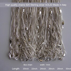 925 Sterling Silver Box Chain. Made in Italy Necklace Box Chains Length ...