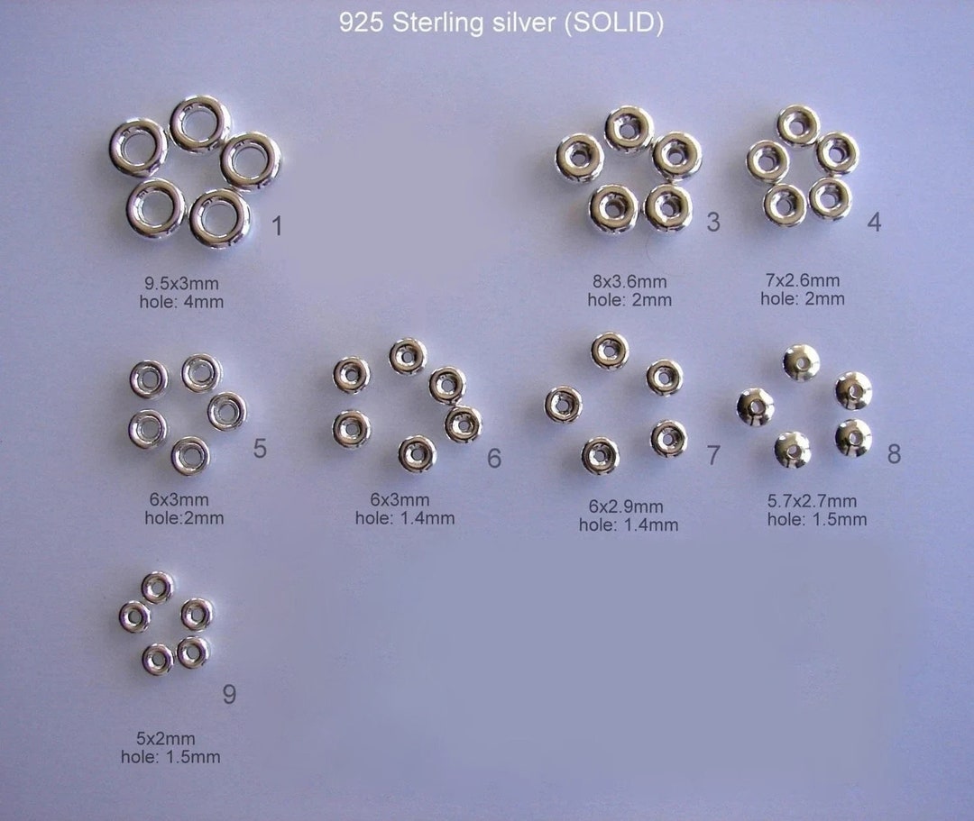 925 Sterling Silver Spacer Bead,donut, Drum, Doughnut, All Sizes Shown ...
