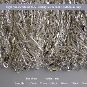 925 Sterling Silver Box Chain. Made in Italy Necklace Box Chains Length ...