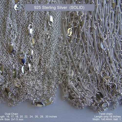 925 Sterling Silver Necklace Chain Oval Chain Twist Chain - Etsy