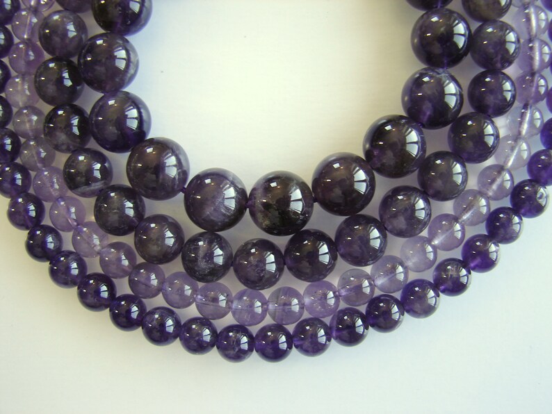 Natural Amethyst Round Bead Strands. Light Purple Dark - Etsy