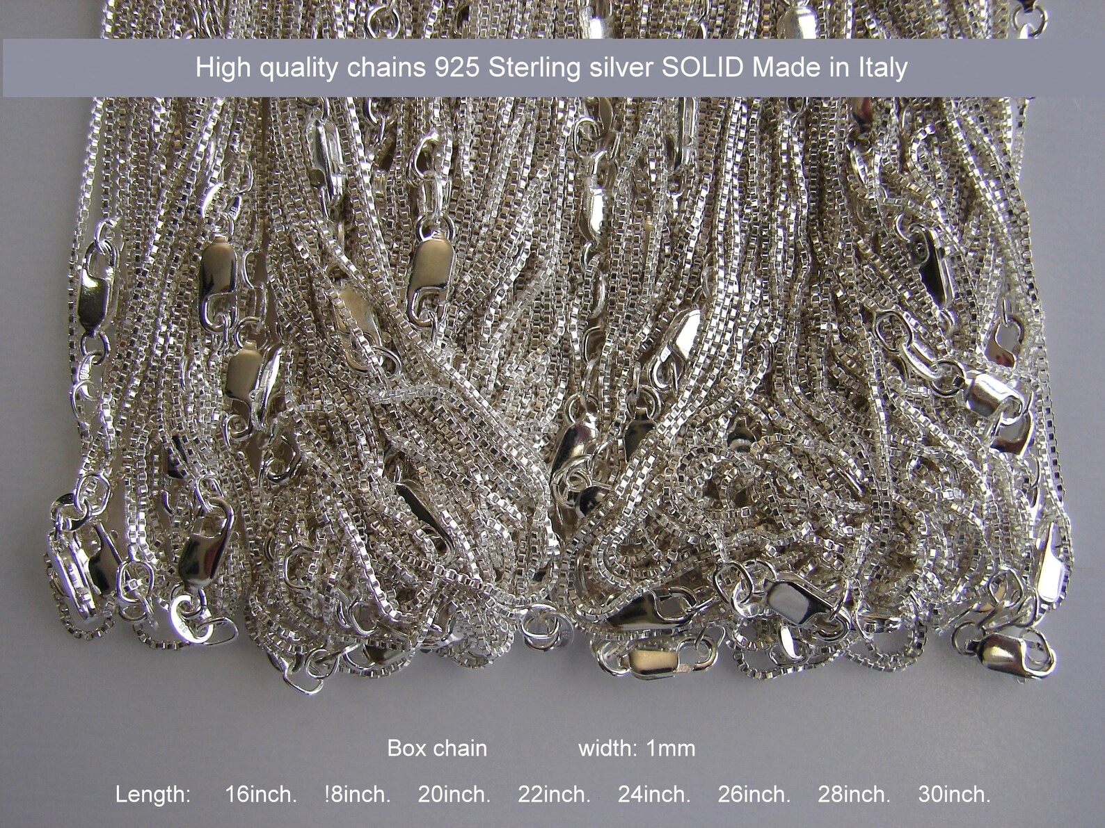 925 Sterling Silver Box Chain. Made in Italy Necklace Box - Etsy