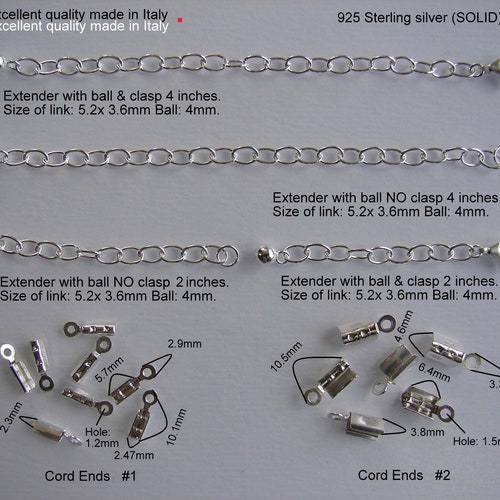 925 Sterling Silver Cord Ends End Tubes & End Tubes With - Etsy