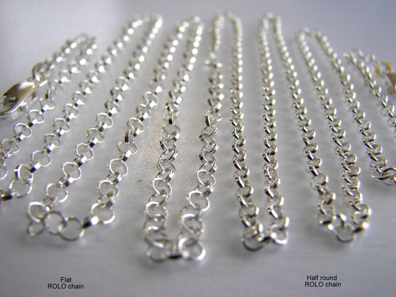 925 Sterling Silver Half Round ROLO Chain & Flat ROLO Chain | Etsy