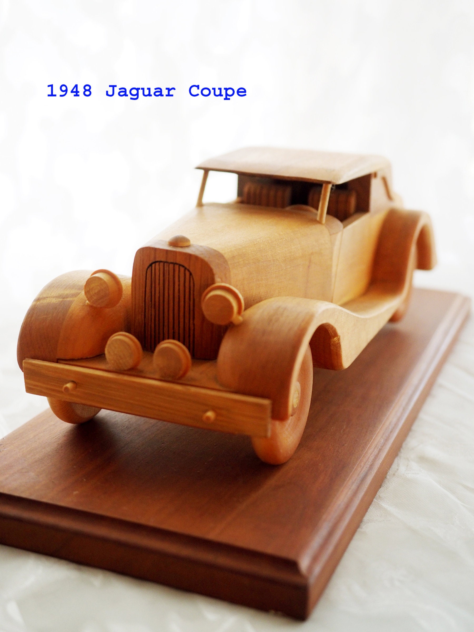 Artist Jack BREWSTER 1948 Jaguar Coupe Hand-crafted All Wood CAR cherry ...