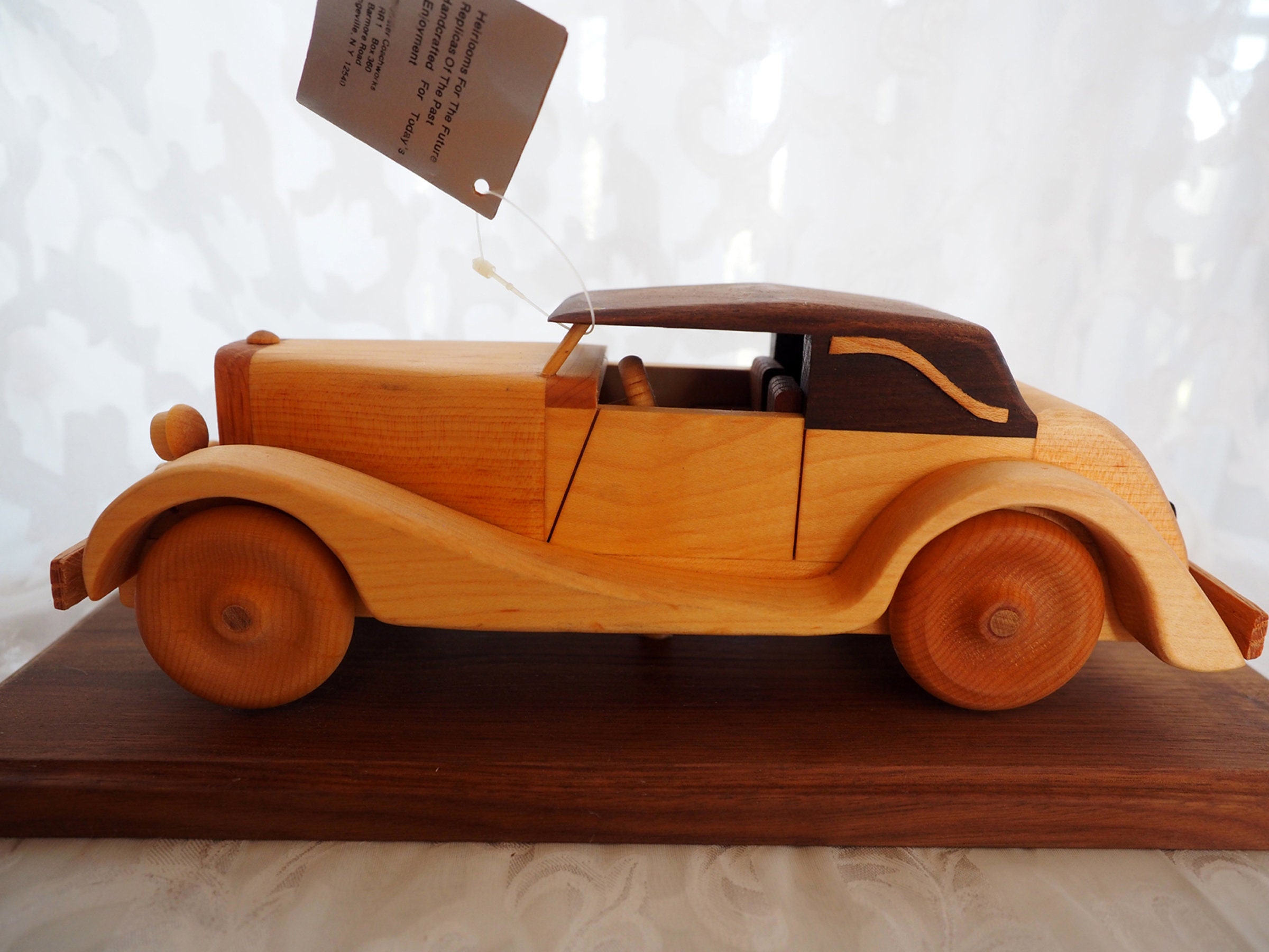 Artist Jack BREWSTER 1948 Jaguar Coupe Hand-crafted All Wood CAR cherry ...
