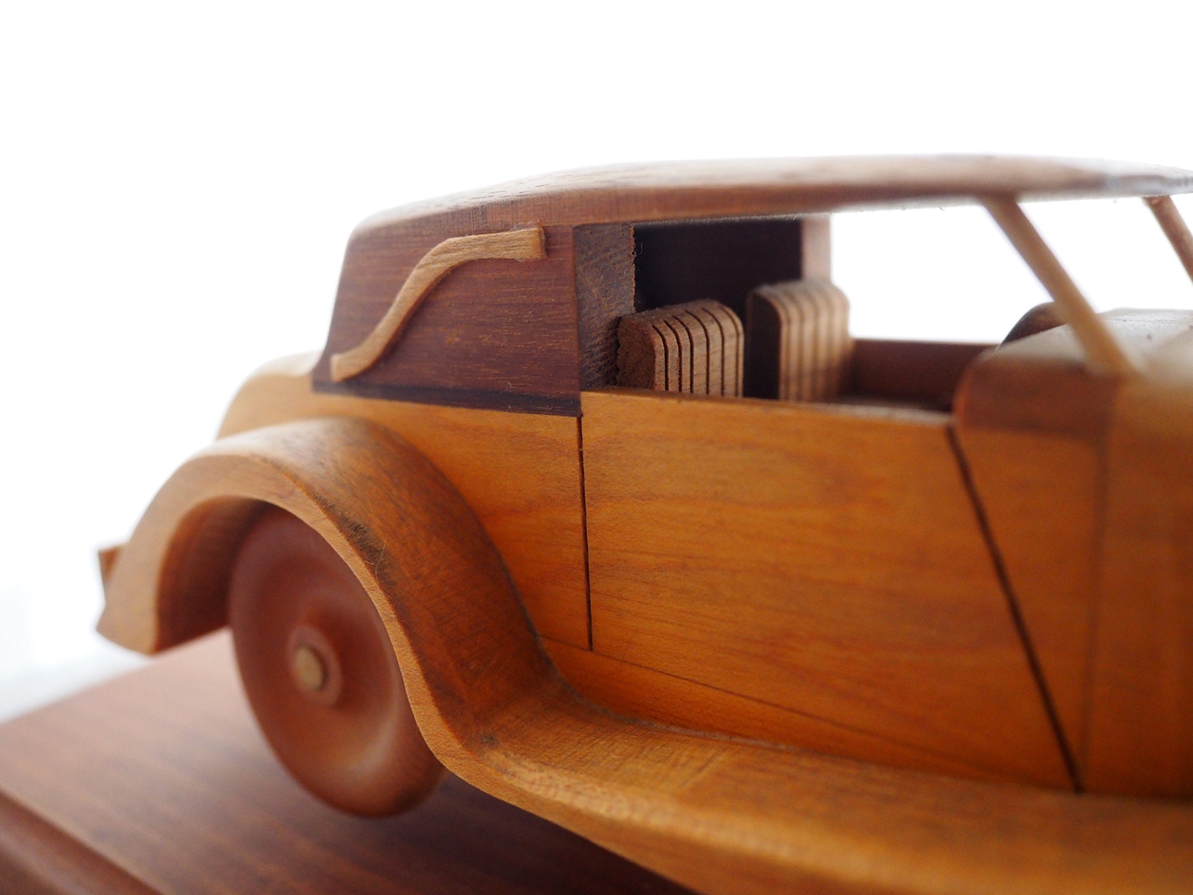 Artist Jack BREWSTER 1948 Jaguar Coupe Hand-crafted All Wood CAR cherry ...