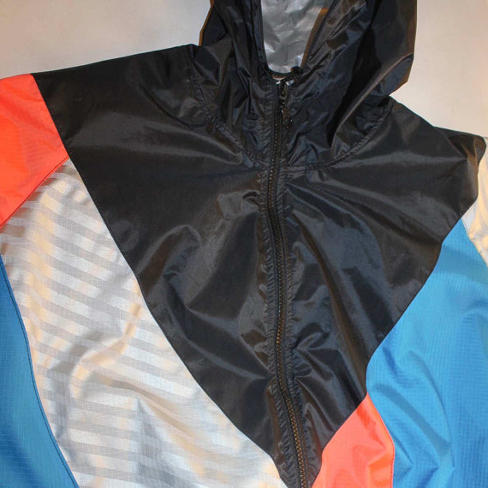 Black Orange Blue Windbreaker Hood Jacket Waterproof. | Etsy