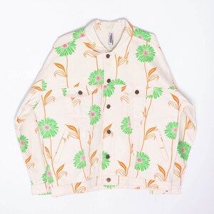 Daisy Floral Canvas Jacket, Vintage Print Denim Jacket, Spring Summer ...