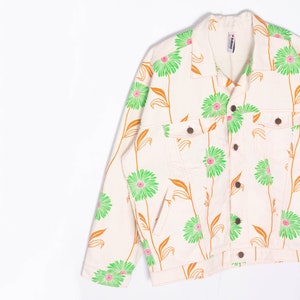 Daisy Floral Canvas Jacket, Vintage Print Denim Jacket, Spring Summer ...