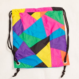 Geometric Patchwork Colorful Drawstring Waterproof Backpack - Etsy