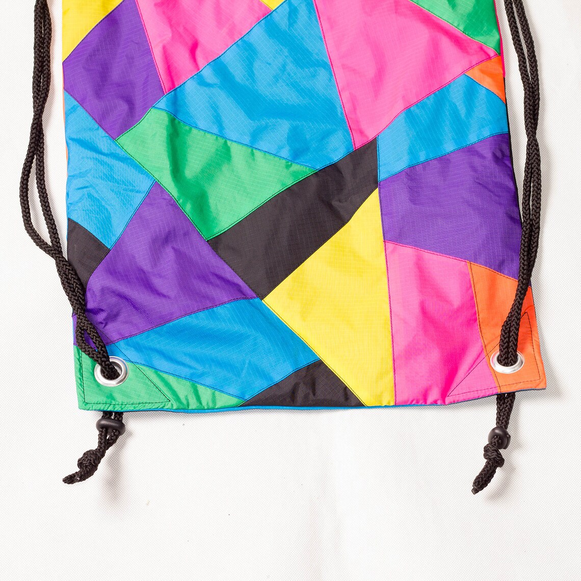 Geometric Patchwork Colorful Drawstring Waterproof Backpack - Etsy