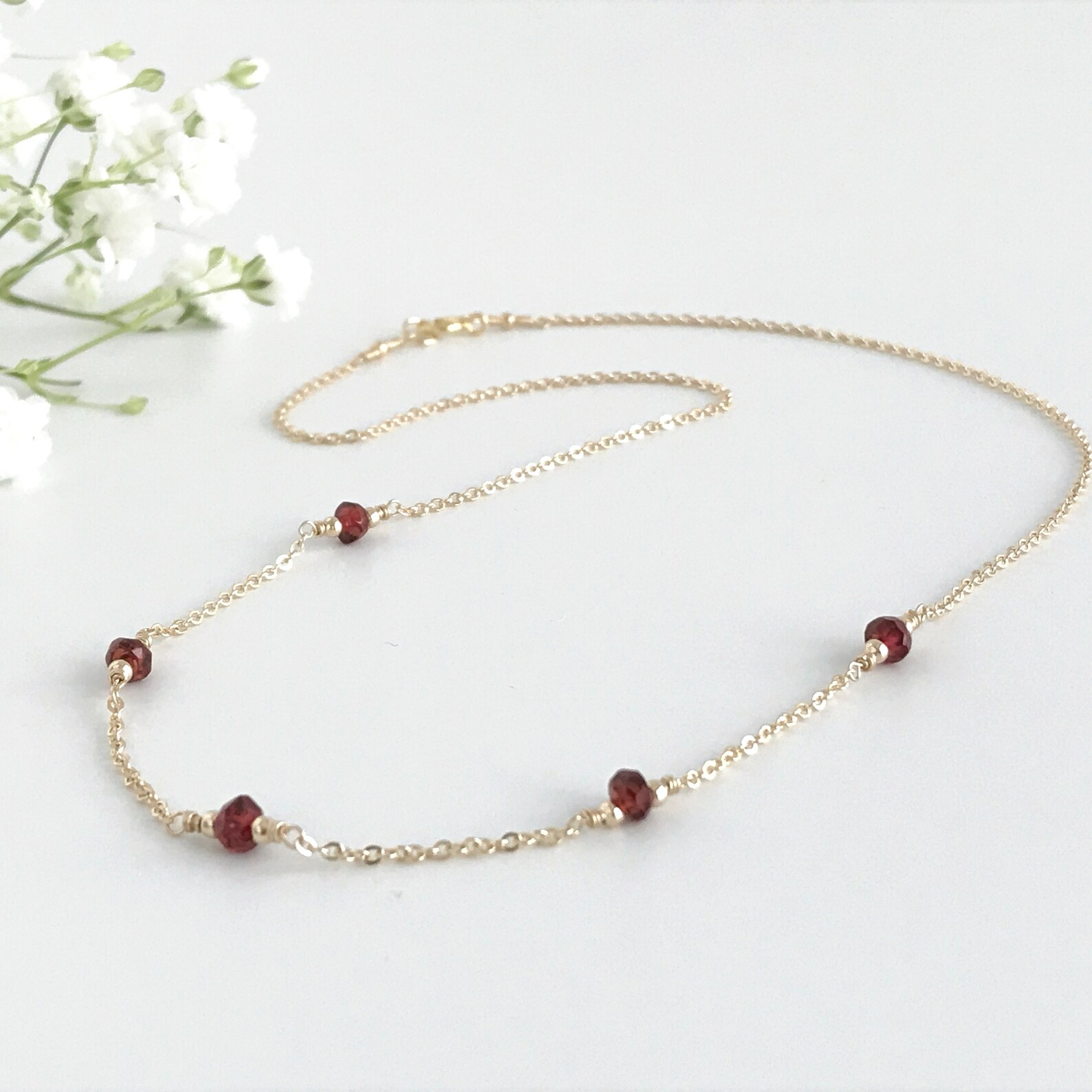 Garnet Necklace Gold or Silver - Garnet Necklaces for Women - January ...